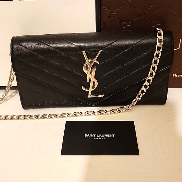 Yves Saint Laurent | Bags | Ysl Lambskin Leather Flap Crossbody Purse ...